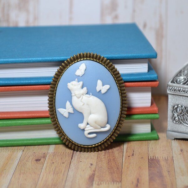 Cat Cameo Brooch - Etsy