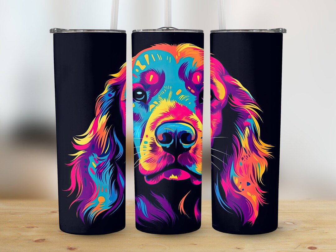 Colorful Neon Cocker Spaniel 20 Oz Skinny Tumbler Sublimation Design ...