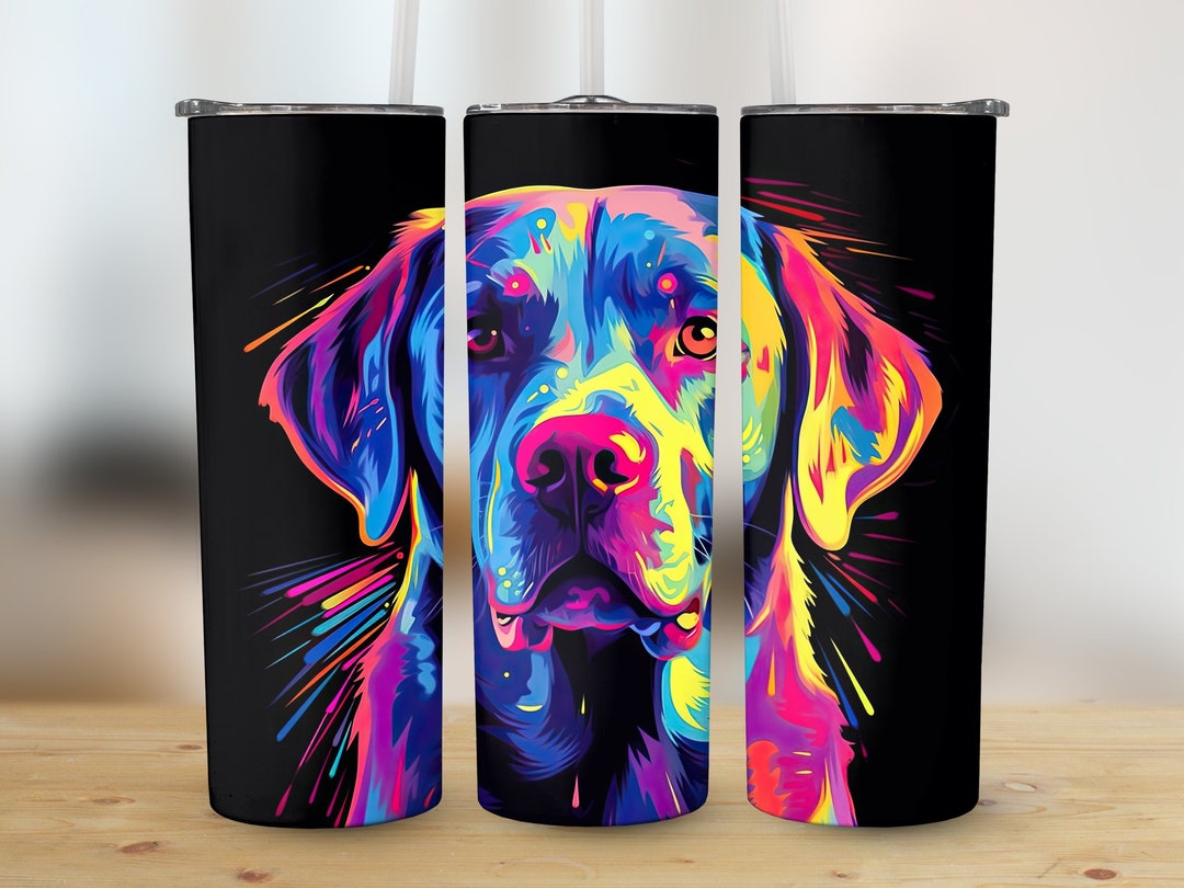 Colorful Neon Labrador Retriever 20 Oz Skinny Tumbler Sublimation ...