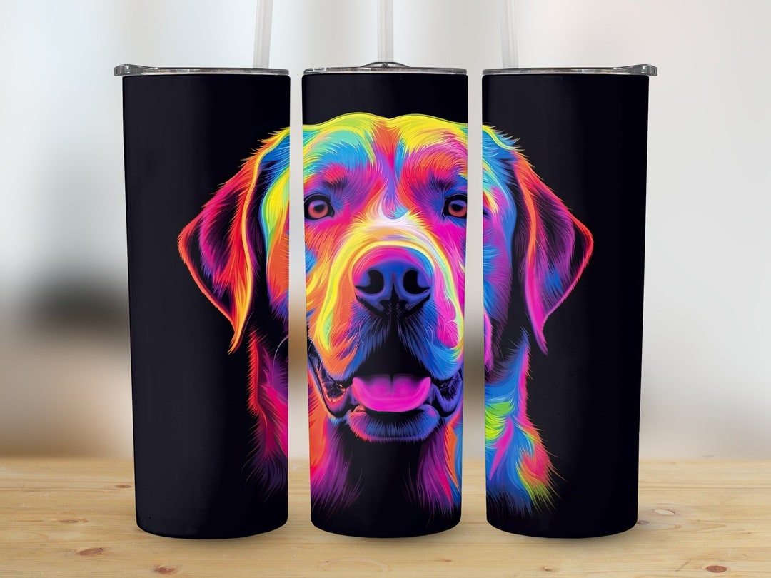 Colorful Neon Labrador Retriever 20 Oz Skinny Tumbler Sublimation ...