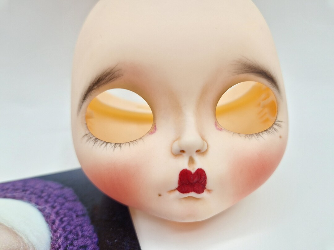 Blythe Custom Faceplates Face Plates Ooak Spookykidsworkshop Red Lips ...