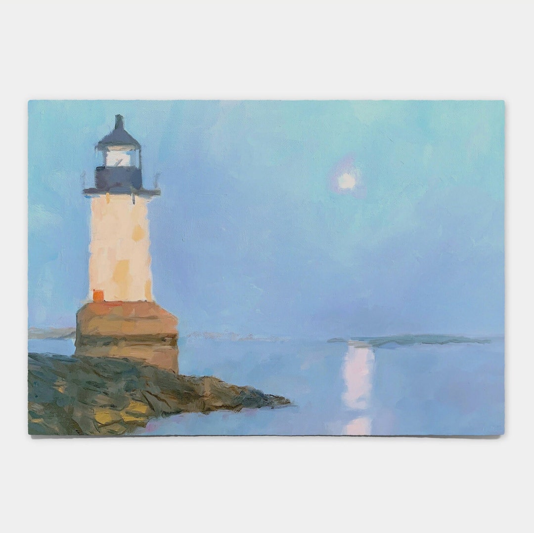 Fine Art, Original, Oil Painting, Impressionist, Lighthouse ...