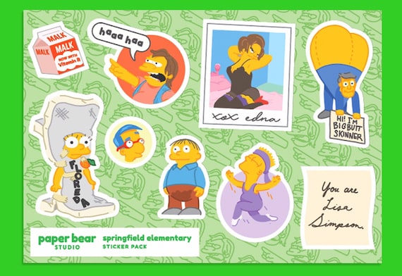 Lisa Bart Milhouse Skinner Edna Sticker Sheet 5x8 | Etsy