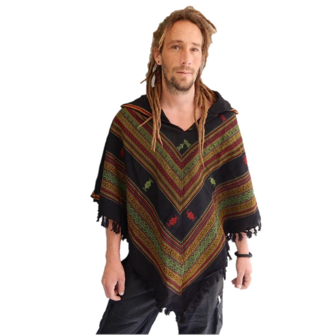 Unisex Cotton Pancho With Large Hood in Several Colors Ref: - Etsy
