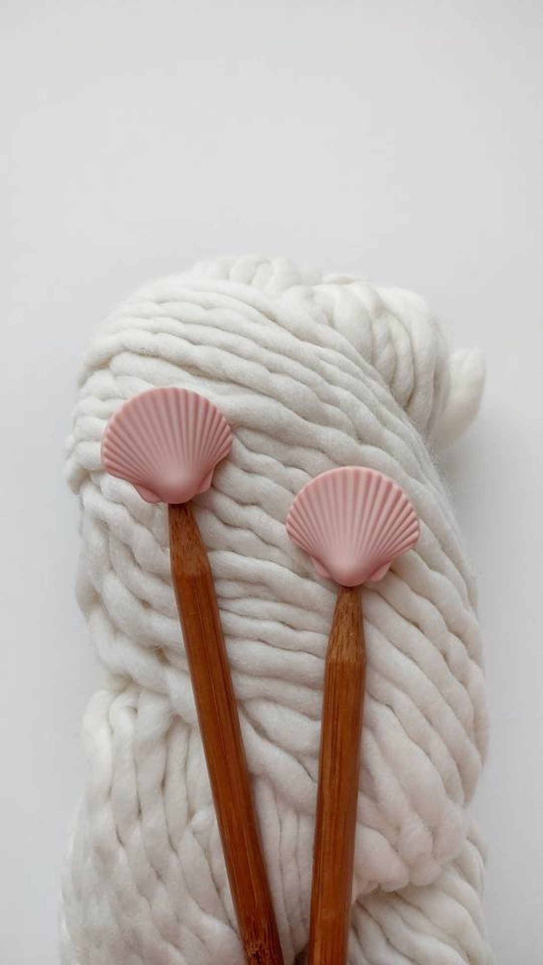 Blush Seashell Knitting Needle Stitch Stoppers. Needle Protectors ...
