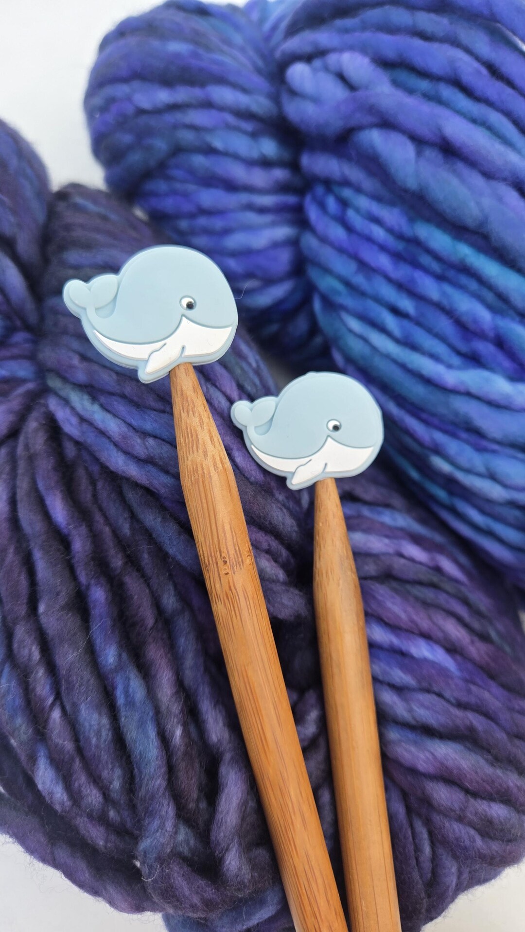Blue Whale Knitting Needle Stitch Stoppers. Needle Protectors. Knitting ...