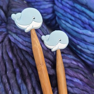 Blue Whale Knitting Needle Stitch Stoppers. Needle Protectors. Knitting ...
