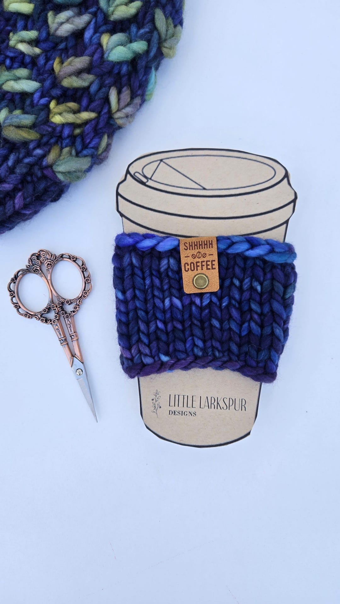 Merino Wool Cup Cozy. Deep Blue Regular Sized Coffee Cup Cozy. Soft Tea ...