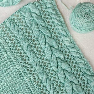 Cabled Hand Knit Shawl Triangle Scarf. Luxurious Cabled Lace - Etsy