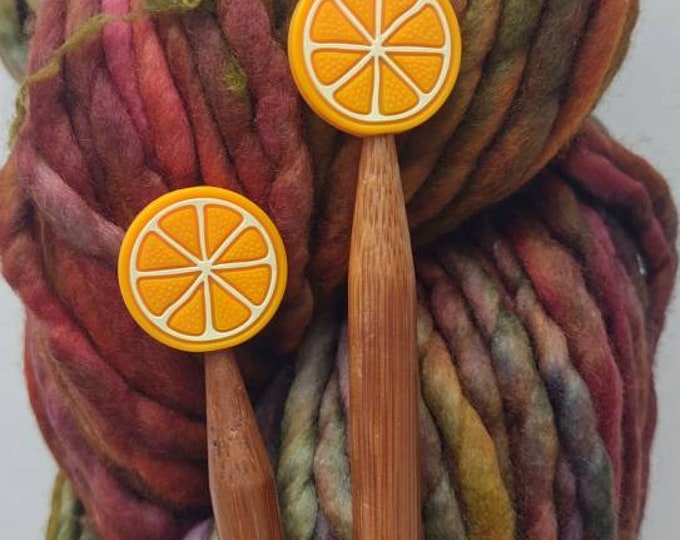 Orange Knitting Needle Stitch Stoppers. Needle Protectors. Knitting ...