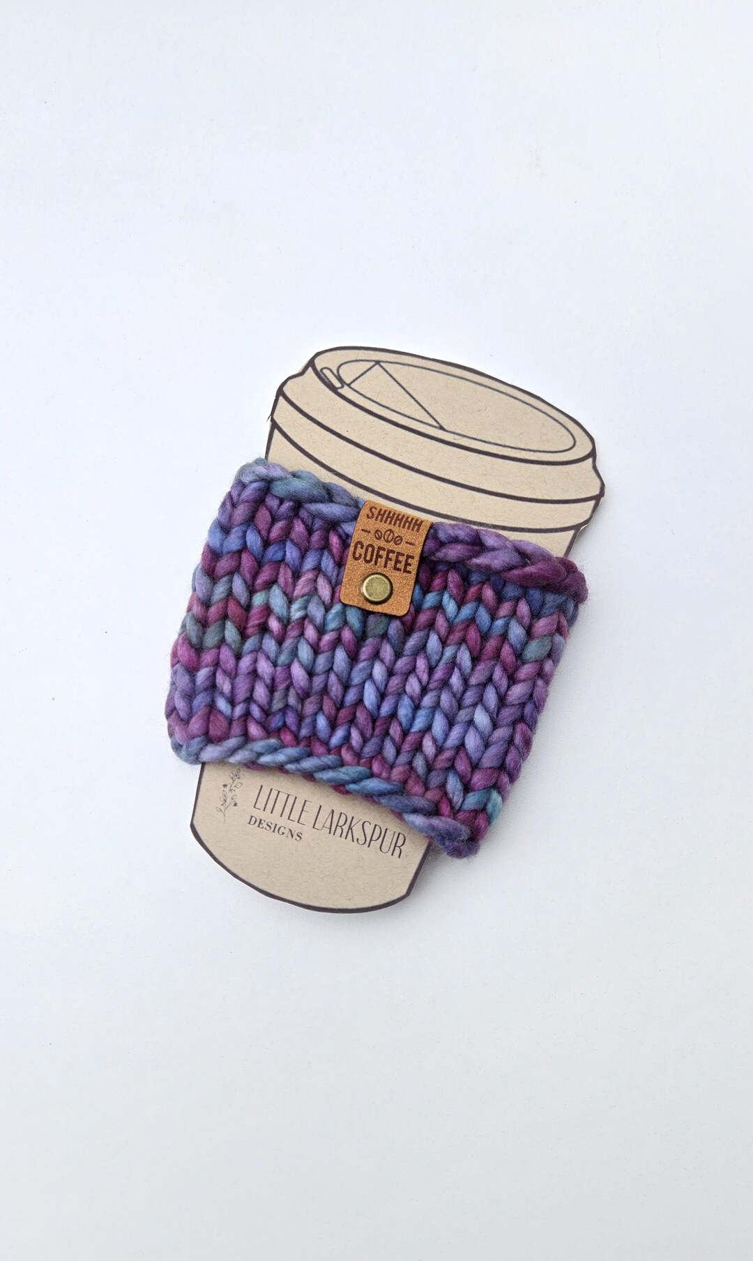 Handknit Merino Wool Cup Cozy - Blue Purple Coffee Sleeve - Etsy