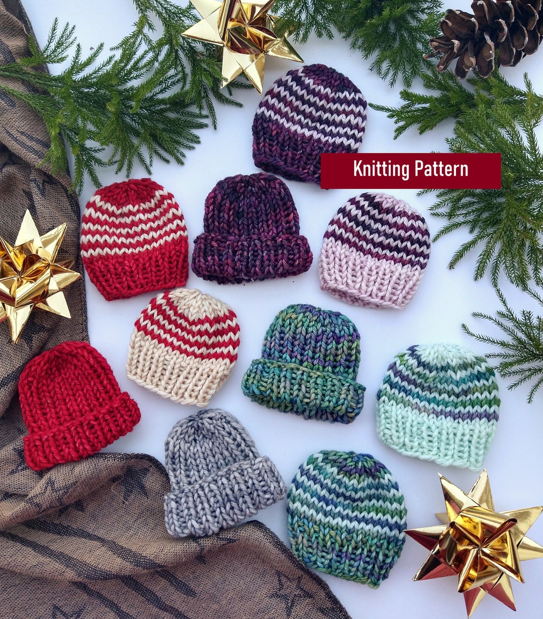 Teeny Tiny Winter Hats Knitting Pattern: Mini Christmas Ornaments (PDF ...