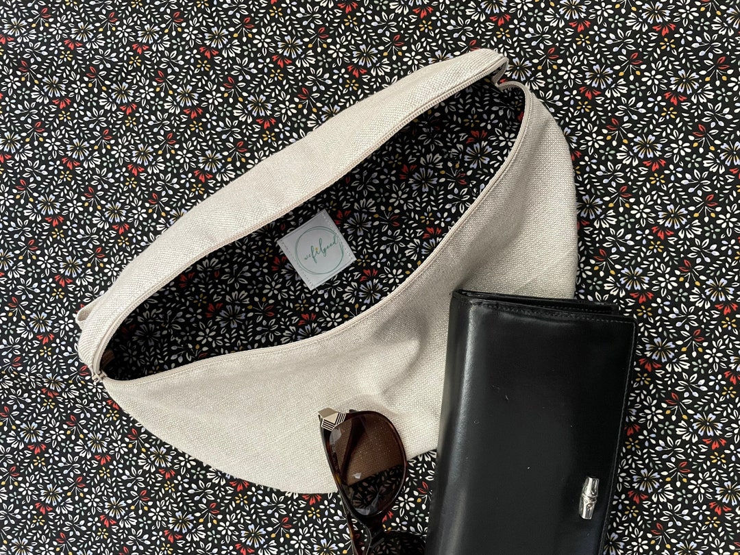 Beige Banana Fanny Pack With Flower Interior Size M - Etsy