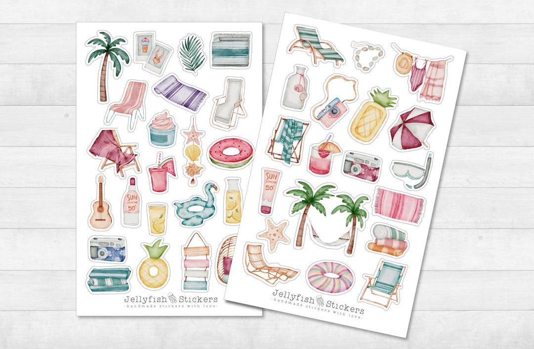 Sommer Urlaub Sticker Set Aufkleber, Journal Sticker, Sticker Sommer ...