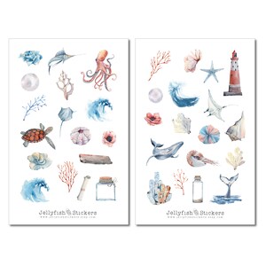Maritime Watercolor Sticker Set Sticker Sea Journal Sticker Anchor ...