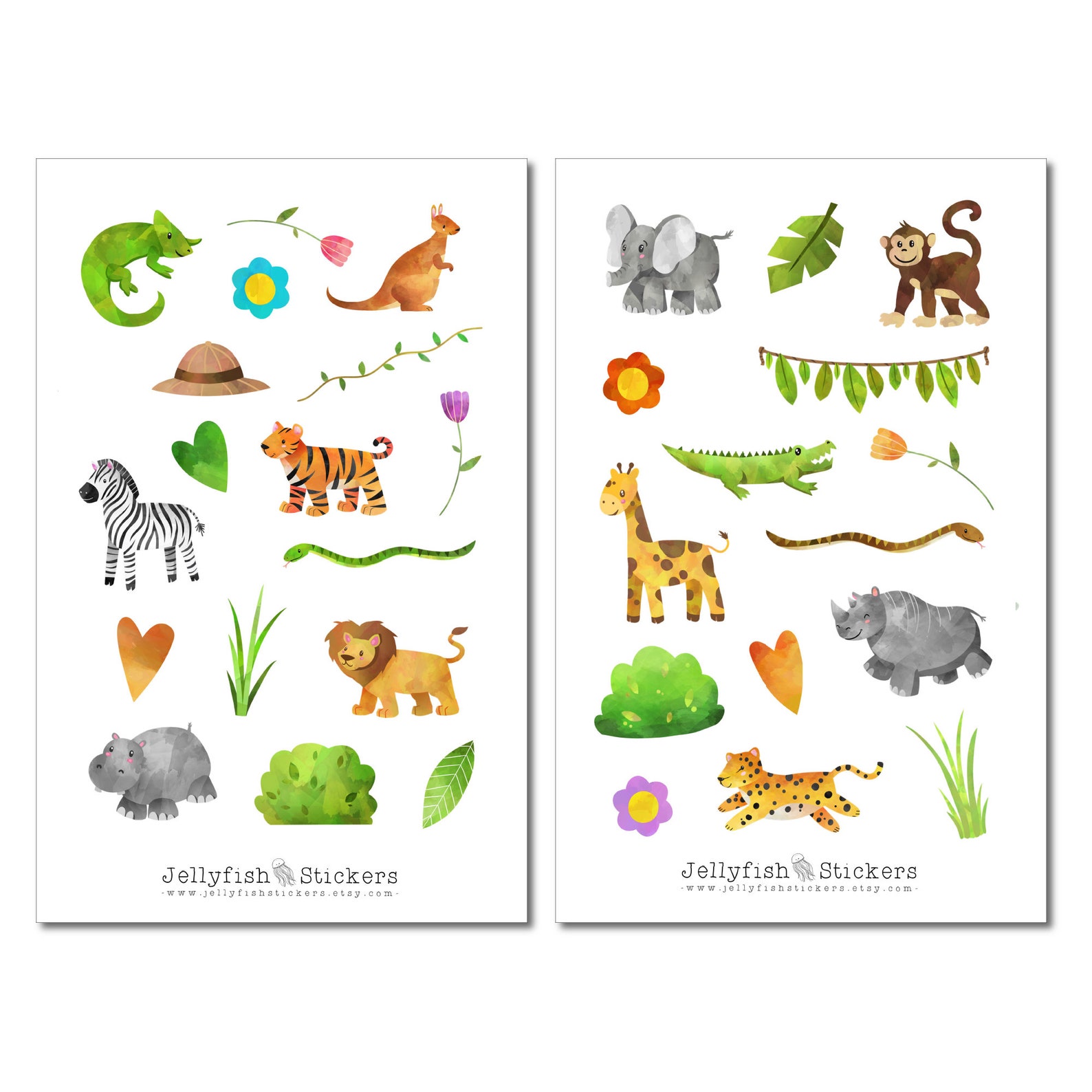Cute Jungle Animals Sticker Set Journal Sticker Planner | Etsy