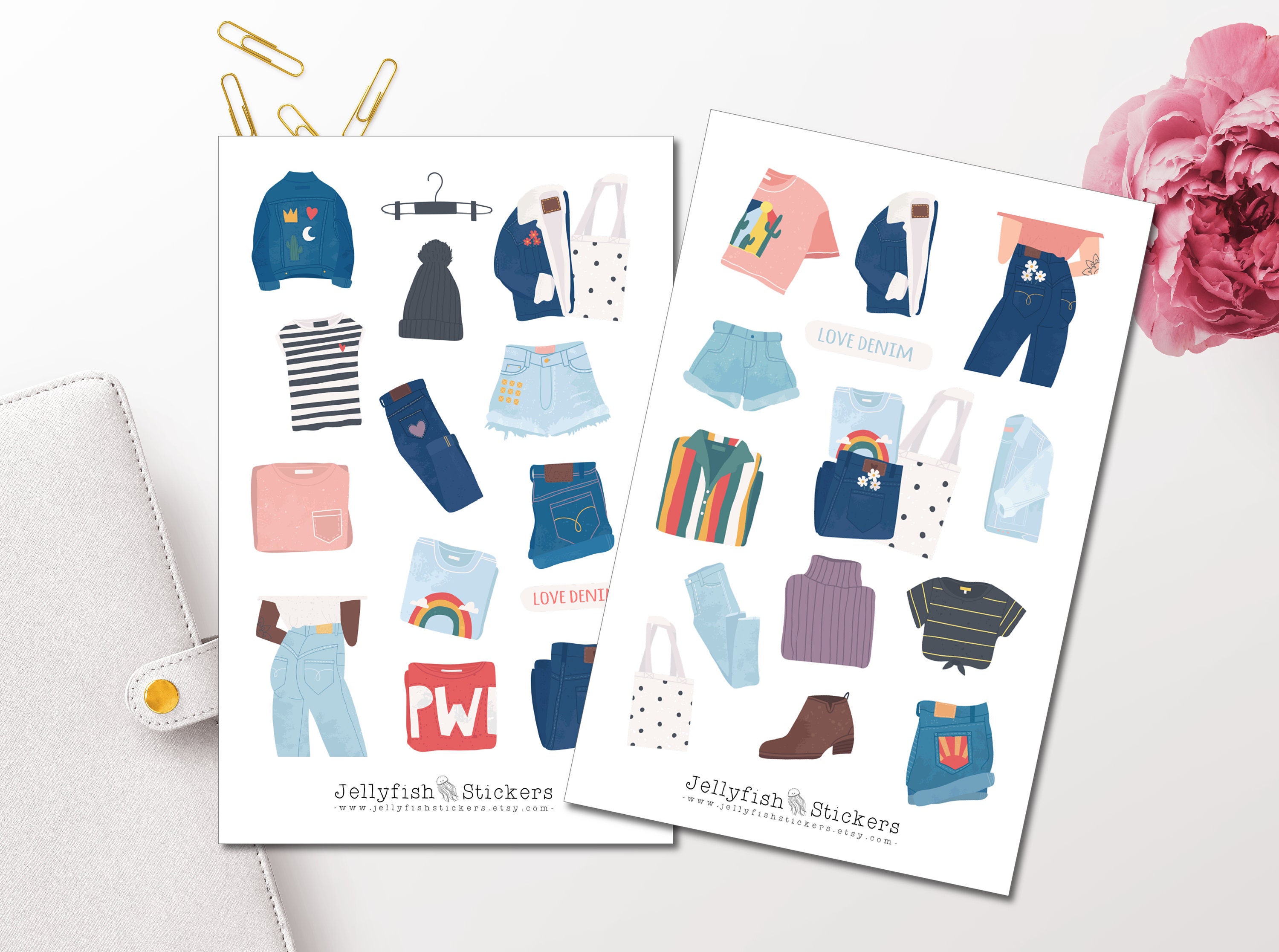 Kleidung Jeans Sticker Set Aufkleber Mode Journal Sticker | Etsy