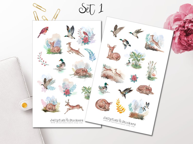 Forest Animals Sticker Set - Journal Stickers, Nature, Forest, Birds ...