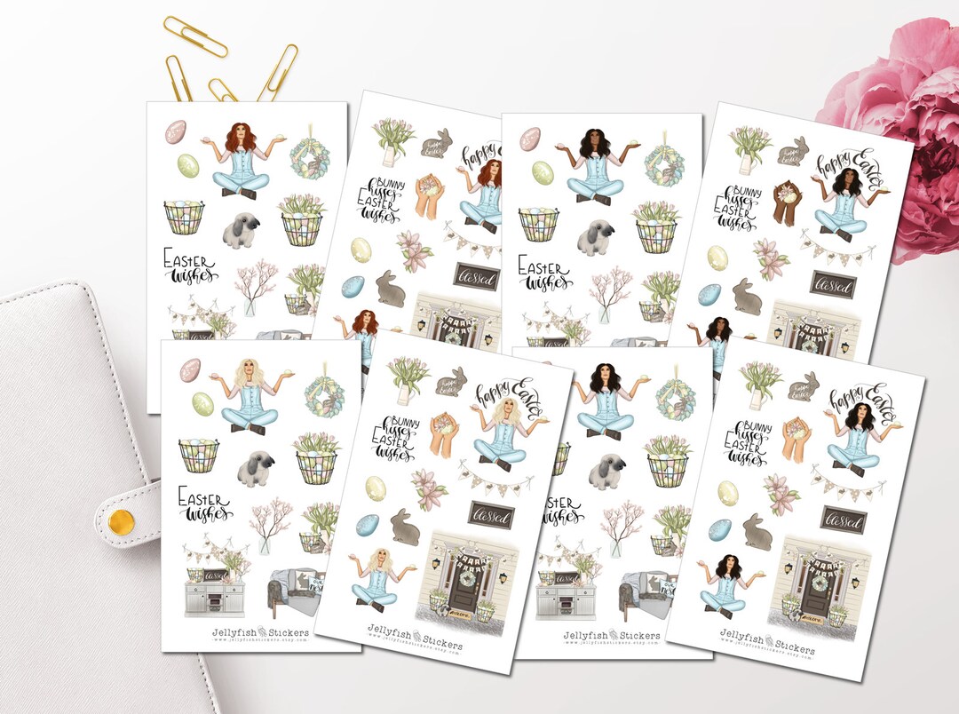 Girls Easter Sticker Set - Journal Stickers Flowers Stickers Planner ...