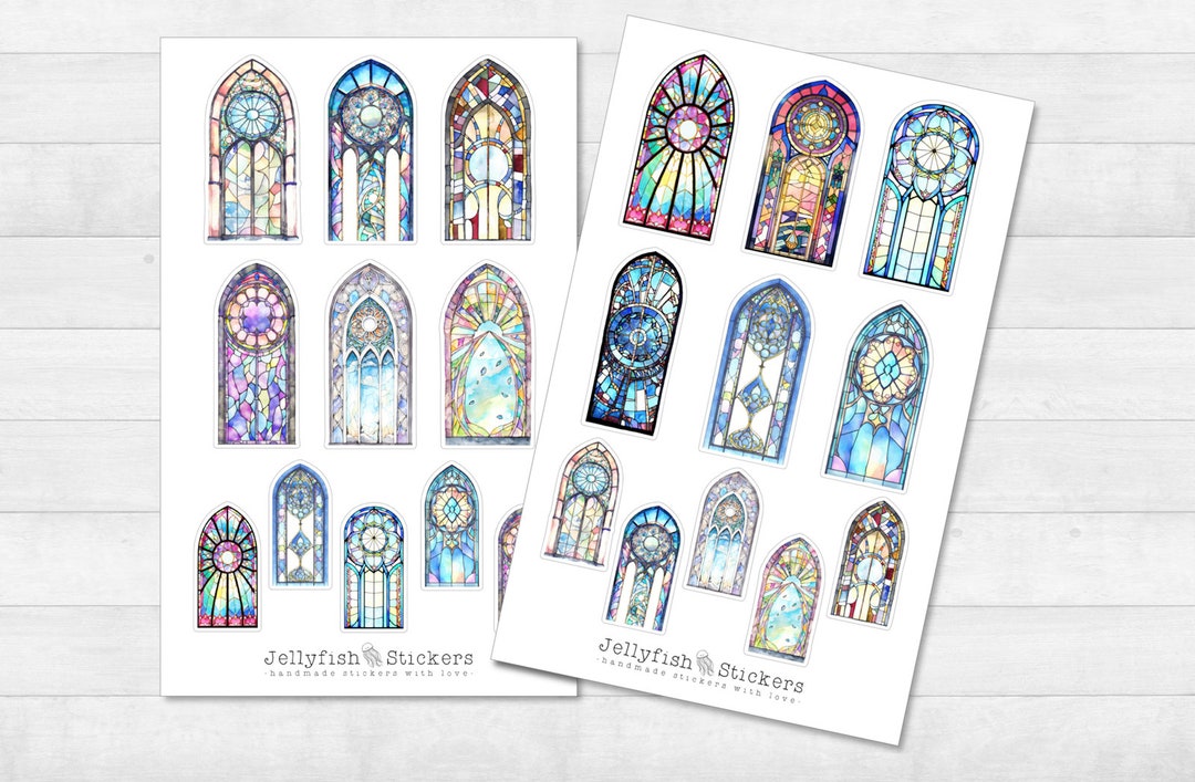 Church Window Sticker Set Journal Stickers, Planner Stickers, Stickers ...