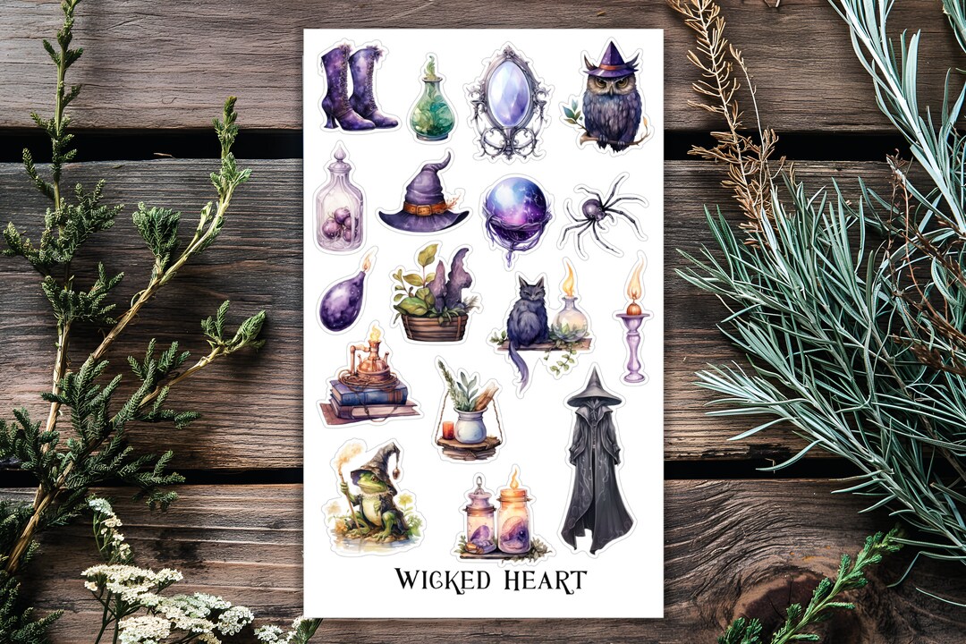 Witch Sticker Sheet Stickers, Magic, Spells, Witch Book, Halloween, Owl ...