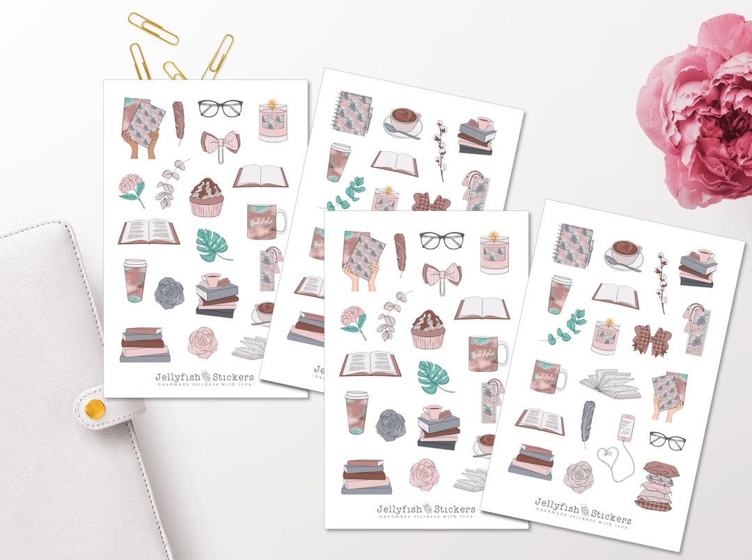 Mädchen Bücher Sticker Set - Aufkleber, Journal Sticker, Planer Sticker ...