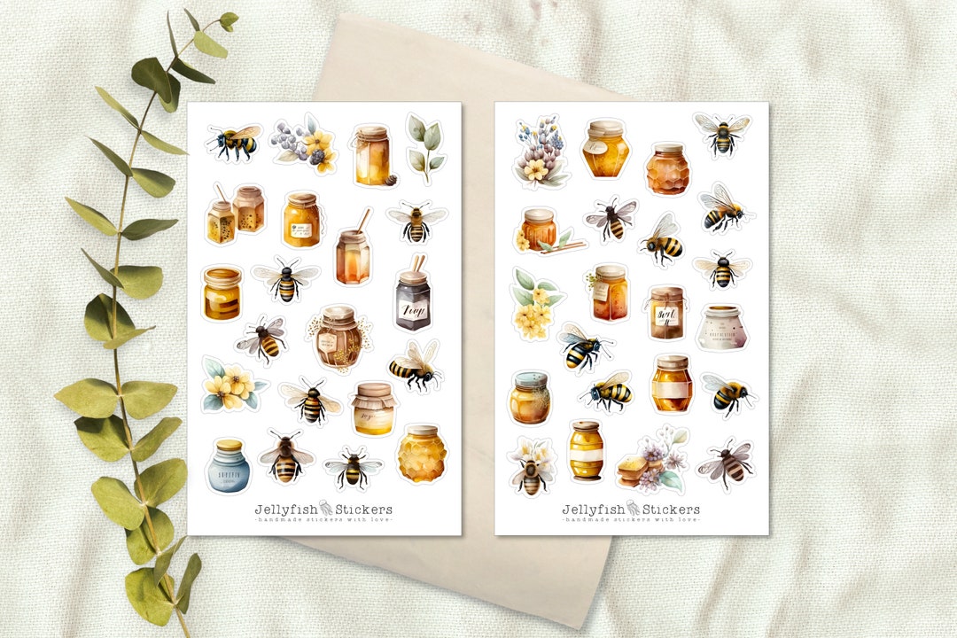 Bee Sticker Set - Stickers, Journal Stickers, Insect Stickers, Bee ...