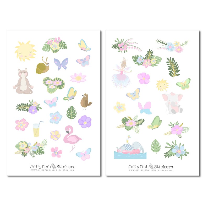 Nature Summer Sticker Set Cute Stickers Journal Sticker - Etsy