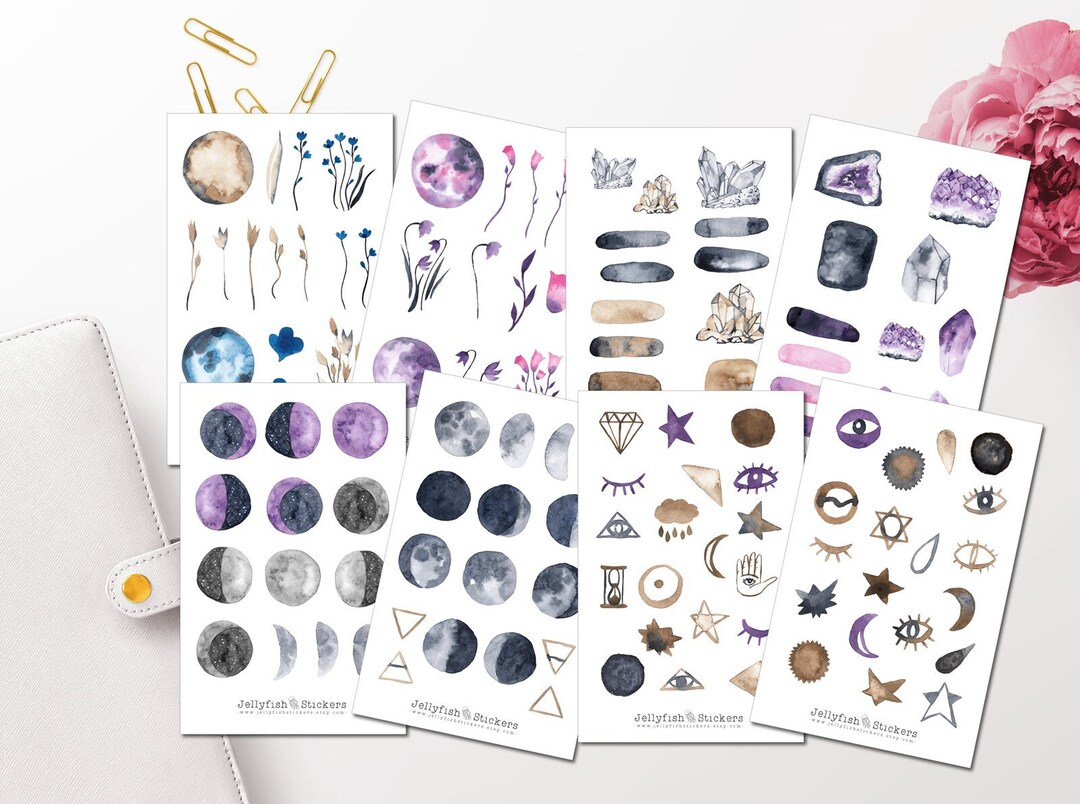 Alchemy and Magic Sticker Set - Moon Stickers, Journal Stickers, Forest ...