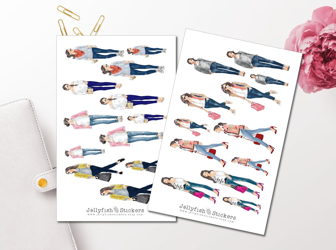 Girls Jeans Sticker Set Sticker Journal Sticker Planner Sticker Girls ...