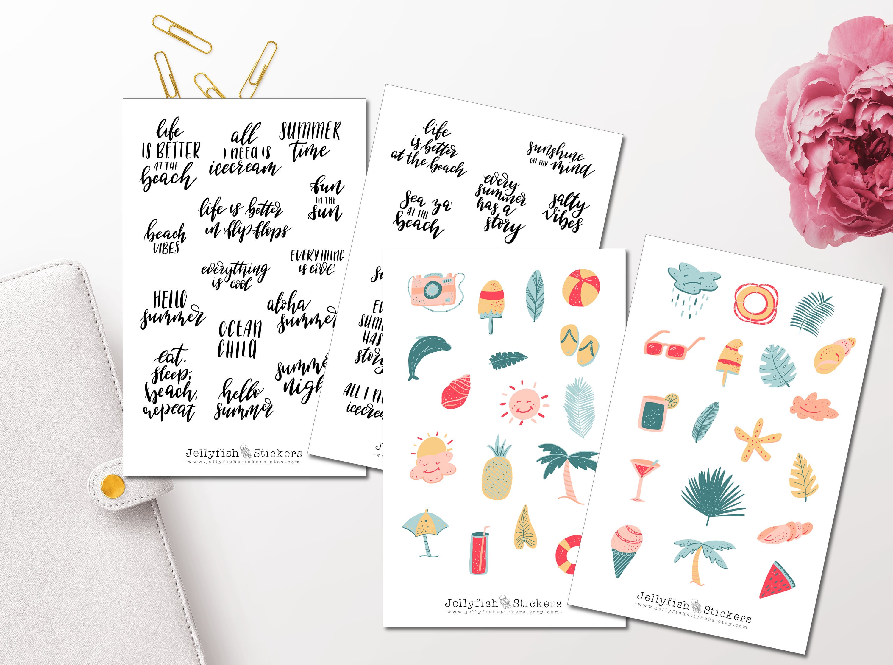 Summer Pastel Sticker Set Journal Stickers Planner | Etsy