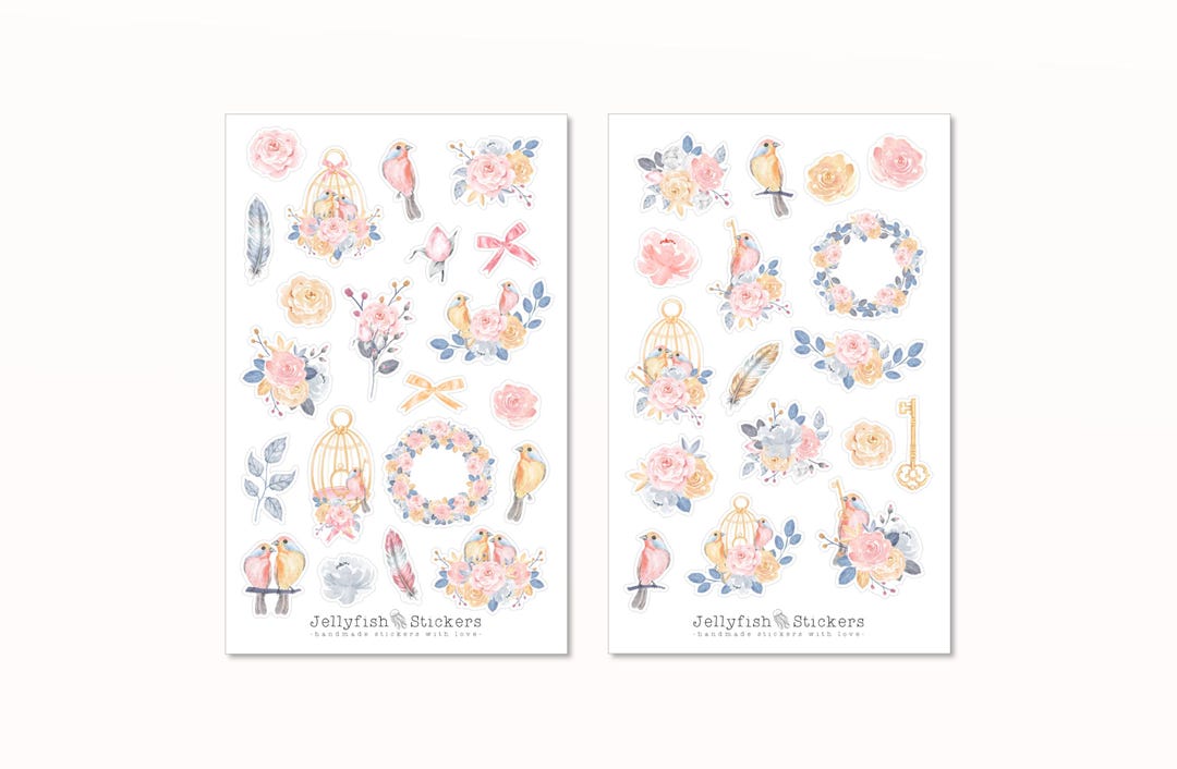 Birds Spring Sticker Set - Journal Stickers, Planner Stickers, Nature ...