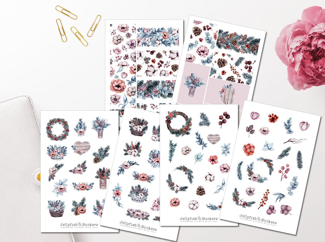Winter Plant Sticker Set - Journal Stickers, Planner Stickers ...