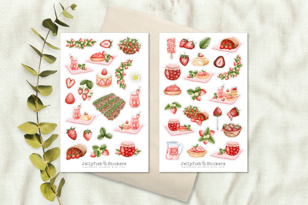 Strawberries Sticker Set - Journal Stickers, Planner Stickers, Stickers ...