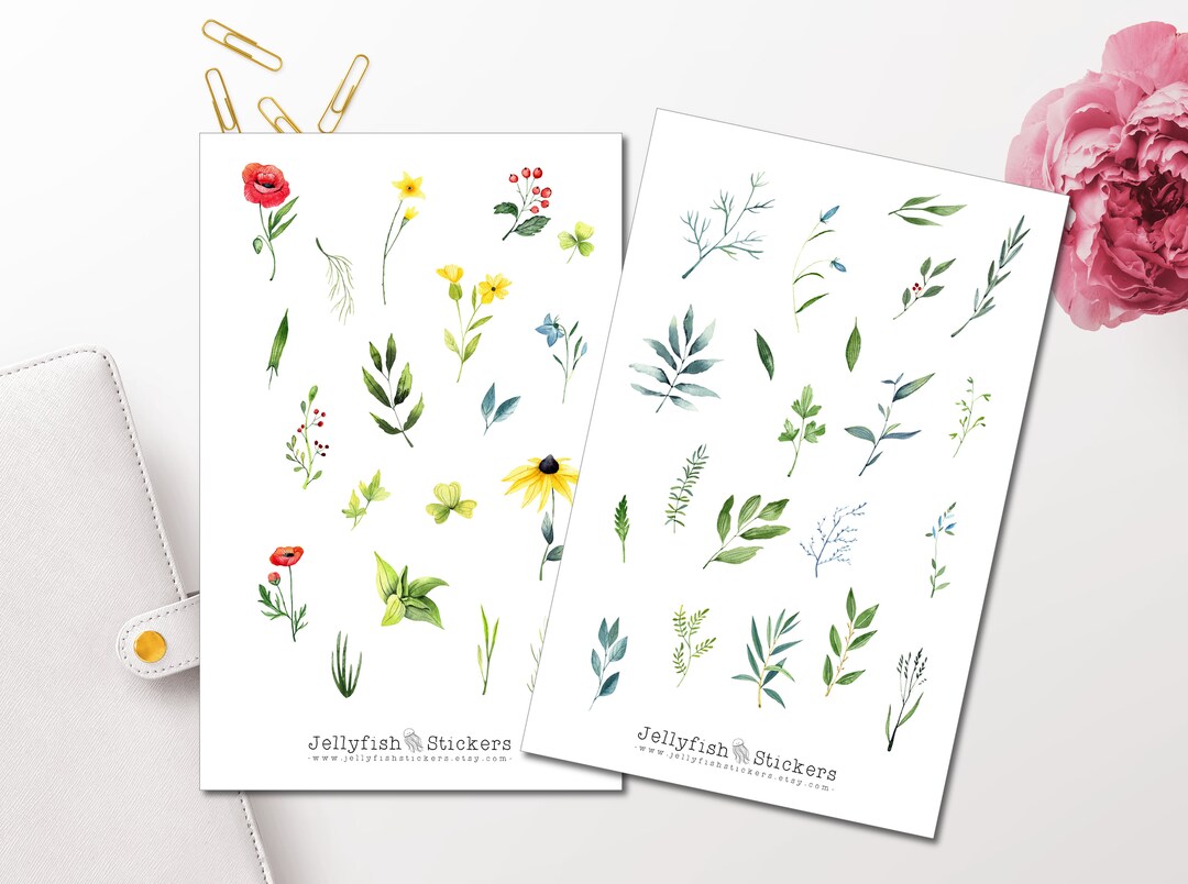 Nature Garden Sticker Set Floral Stickers, Planner Stickers, Plant ...