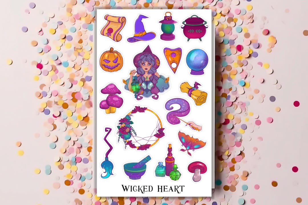 Witch Sticker Sheet - Stickers, Stickers, Magic, Spells, Witch Book ...