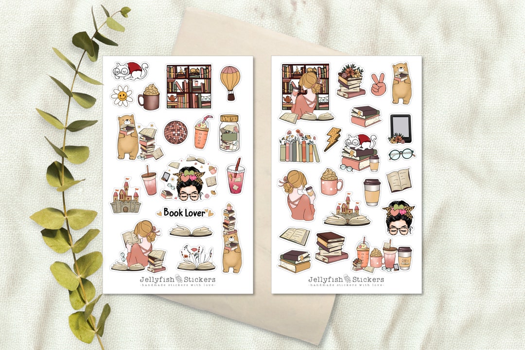 Books Sticker Set Stickers, Planner Stickers, Reading Stickers, Book ...