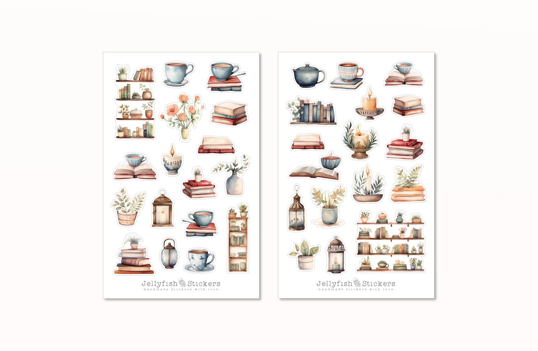 Bücher Sticker Set Aufkleber, Journal Sticker, Planer Sticker, Sticker ...