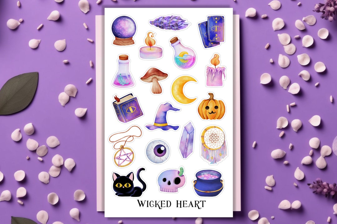 Magic Sticker Sheet Stickers, Magic, Witch Book, Witch, Wizard, Cat ...