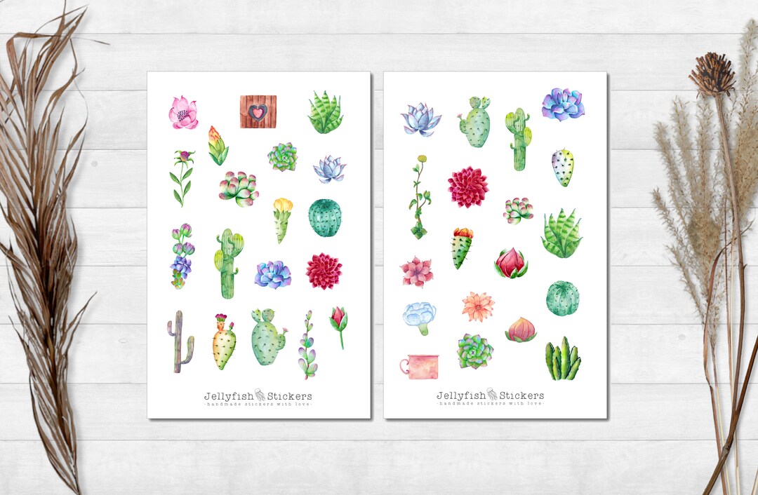 Cactus Sticker Set Floral Stickers, Journal Stickers, Planner Stickers ...