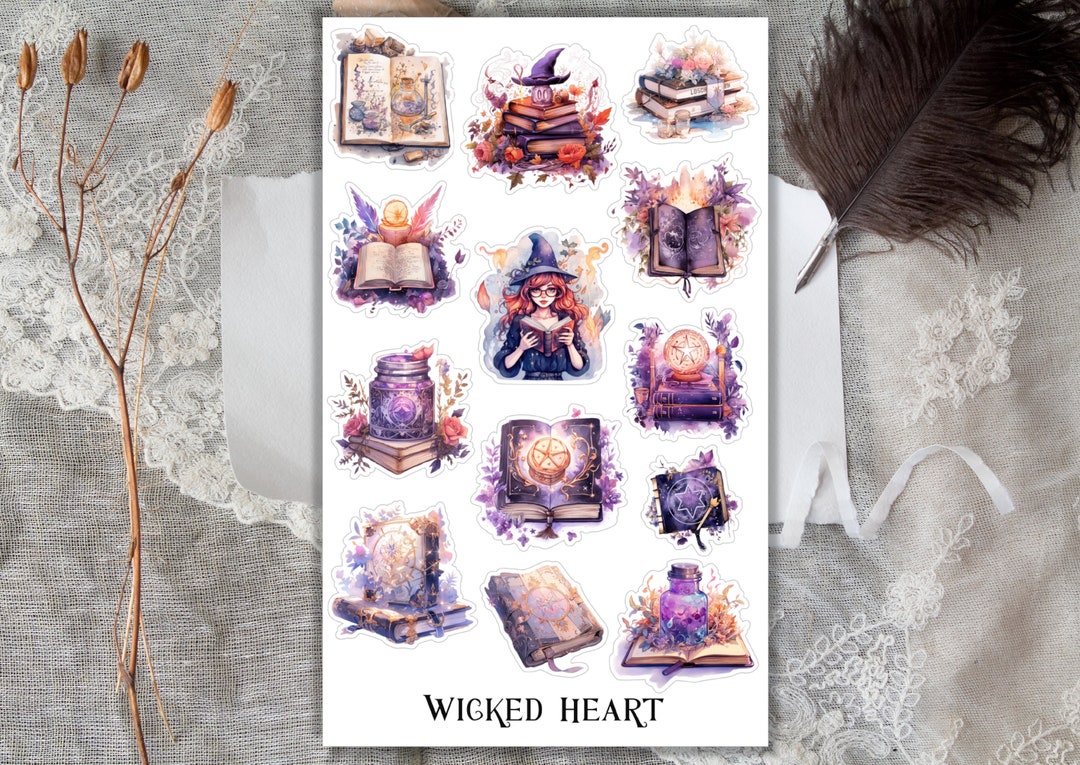 Purple Witch Sticker Sheet - Stickers, Magic, Spells, Witch Book, Tarot ...