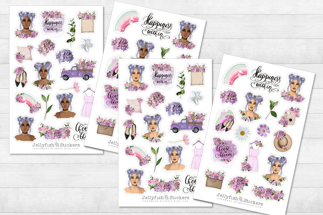 Girls Flower Sticker Set Journal Stickers, Planner Stickers, Girls ...