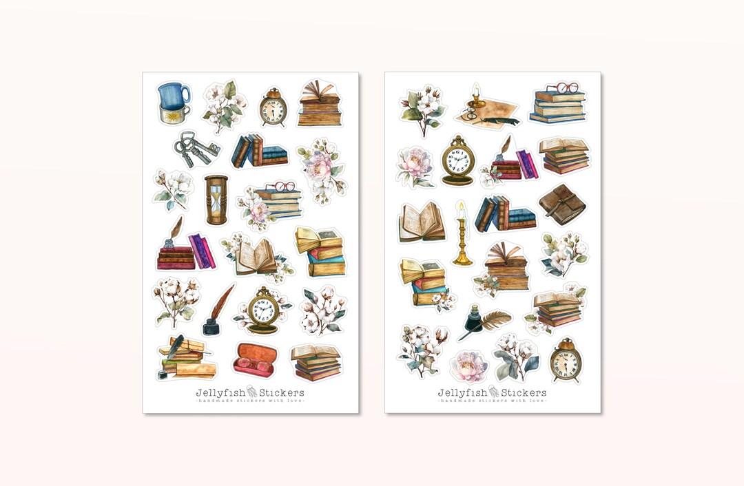 Bücher Sticker Set Aufkleber, Journal Sticker, Planer Sticker, Sticker ...