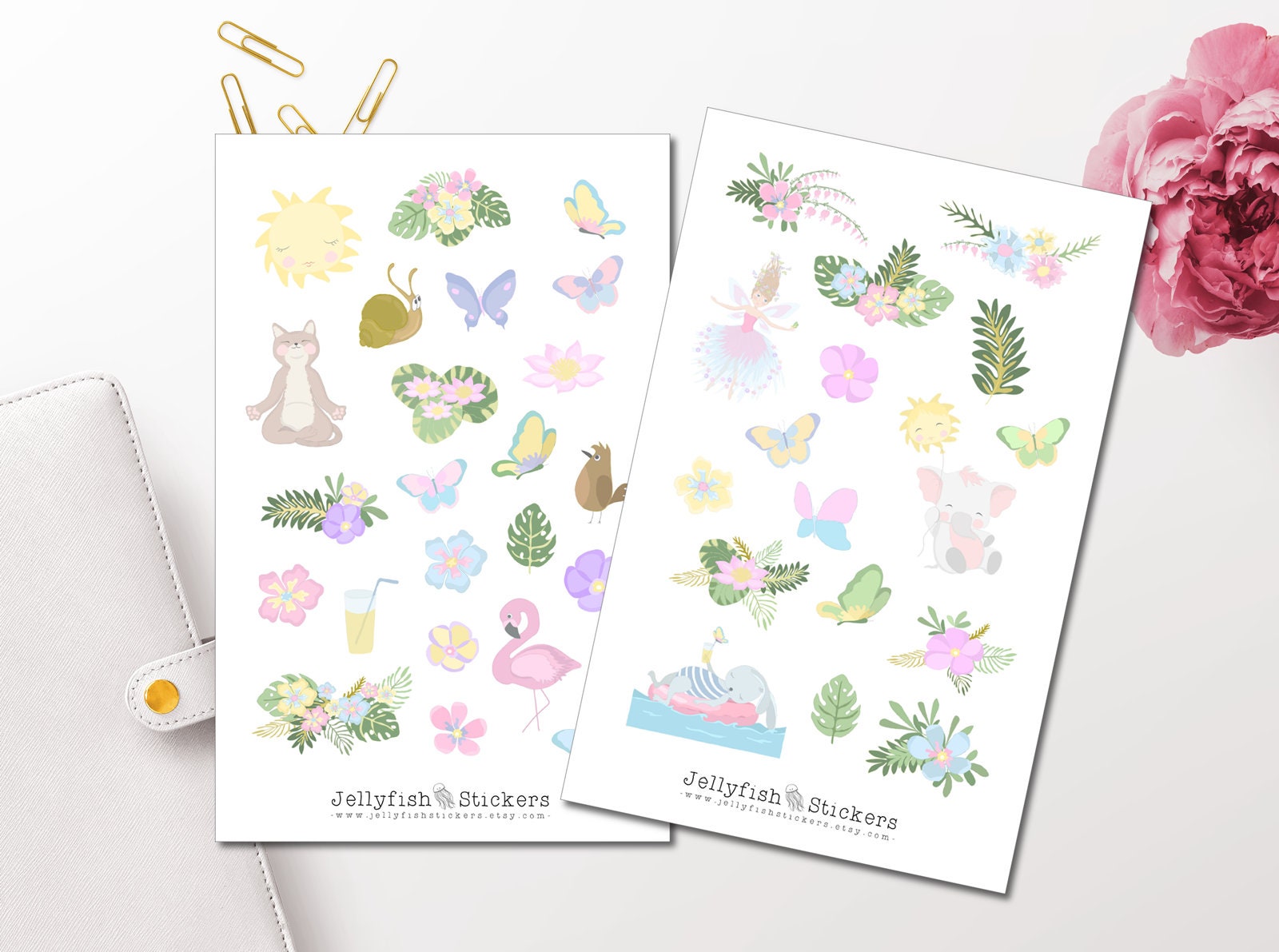 Nature Summer Sticker Set Cute Stickers Journal Stickers | Etsy