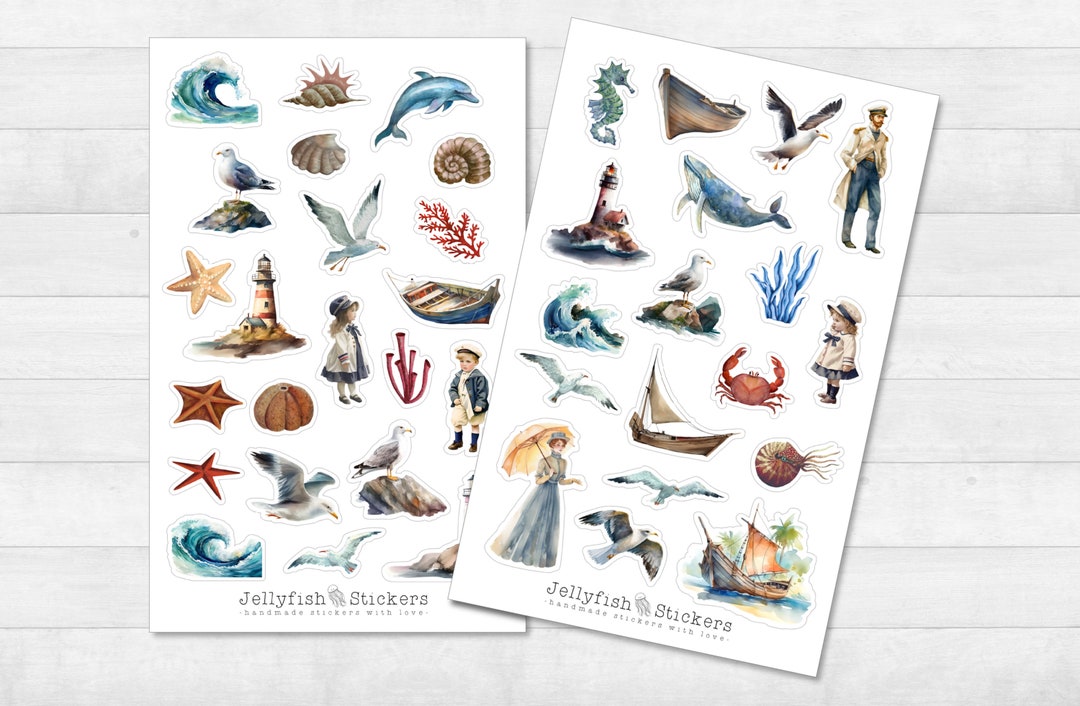 Maritime Sticker Set Sea Stickers, Journal Stickers, Sea Creatures ...