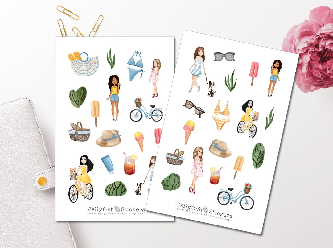 Girls Summer Leisure Sticker Set Cute Stickers Journal Stickers Planner ...