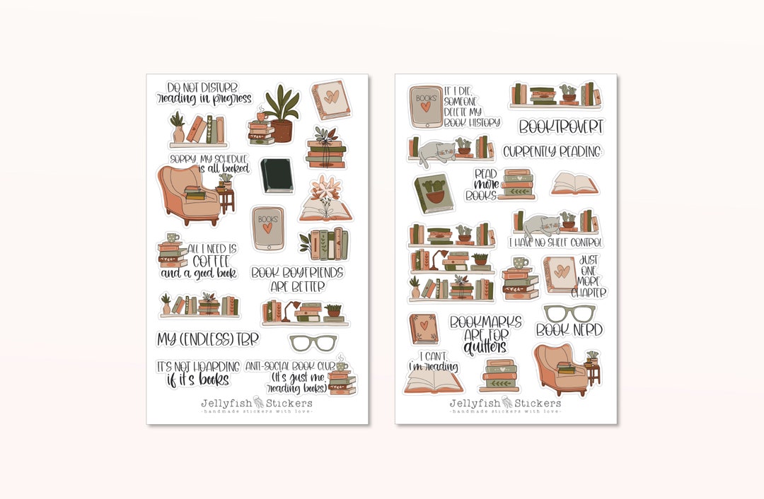 Books Sayings Sticker Set Stickers, Planner Stickers, Reading Stickers ...