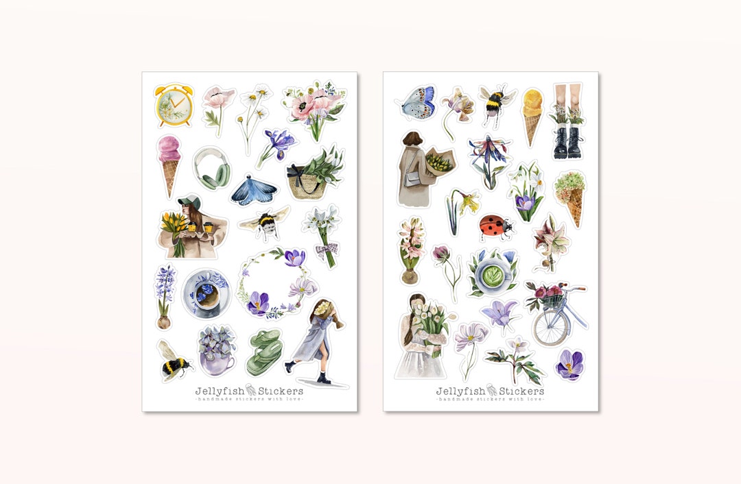 Frühling Sticker Set Planer Sticker, Journal Sticker, Garten, Pflanzen ...
