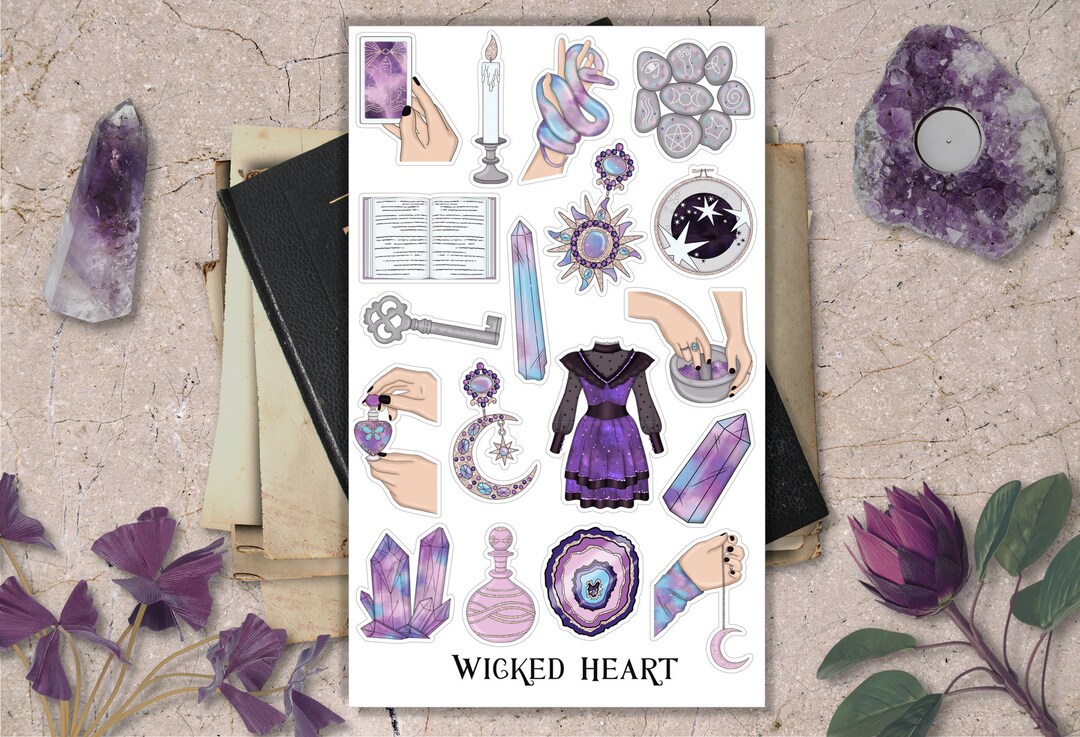 Witch Sticker Sheet - Stickers, Magic, Spells, Witch Book, Tarot Cards ...