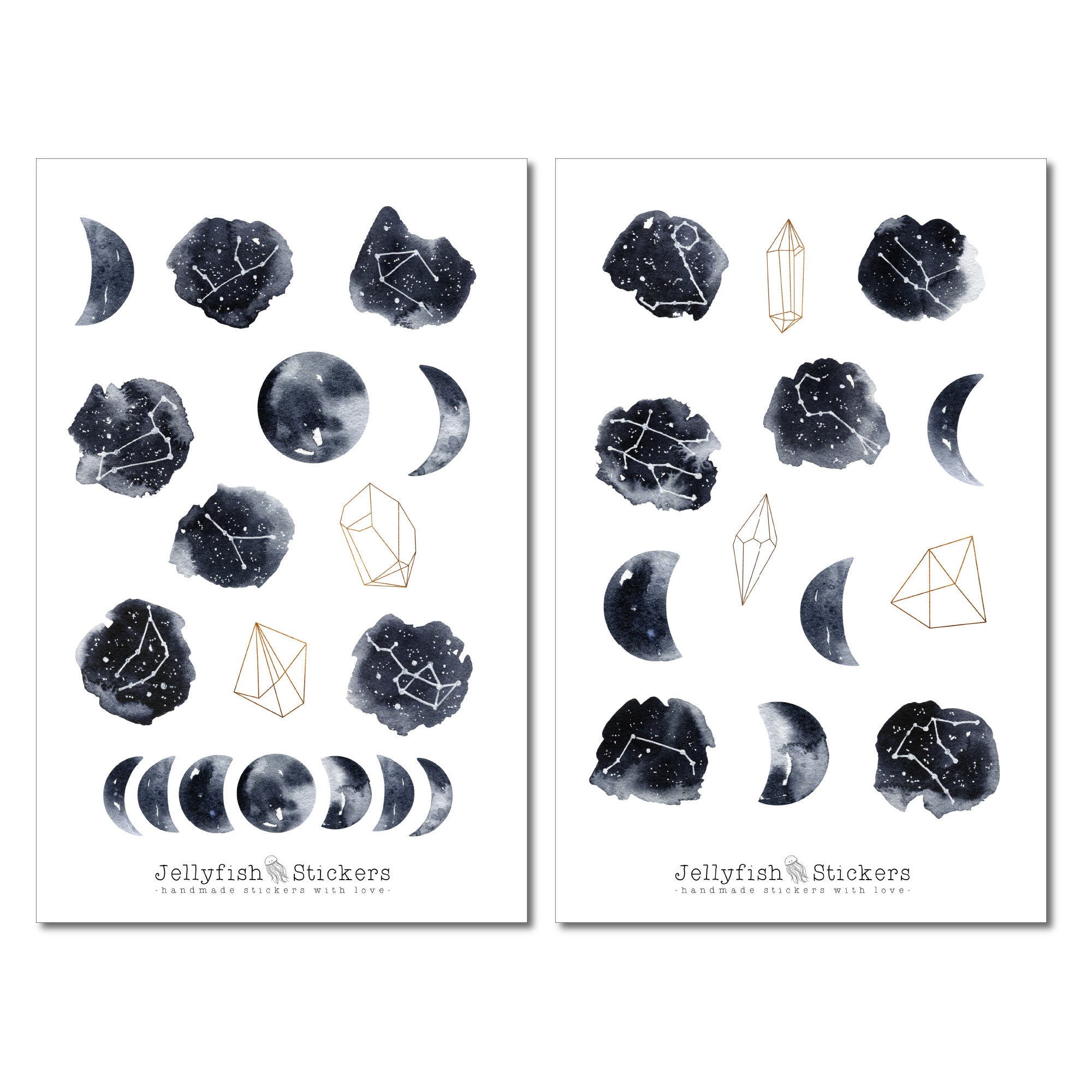 Moon and Stars Sticker Set - Journal Stickers, Planner Stickers ...